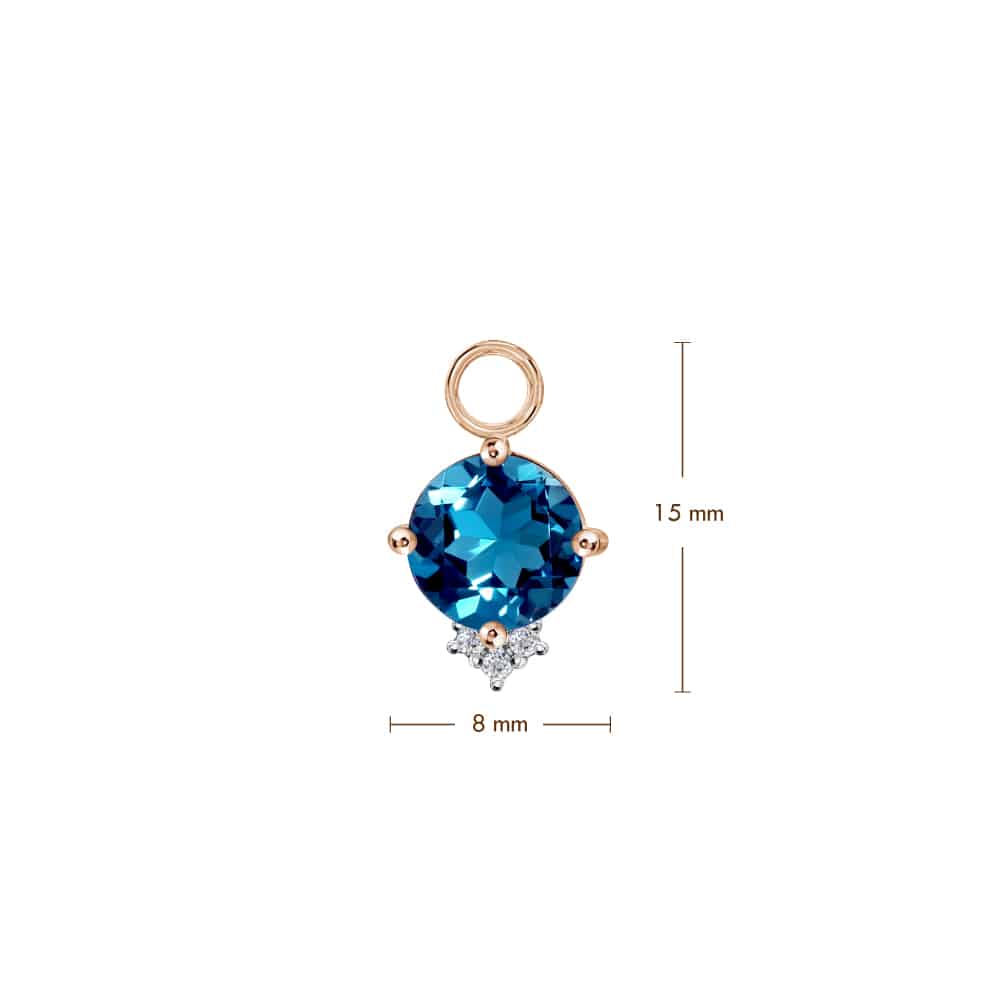 PRIMA Pendant Decorated Gems London Blue Topaz & Diamond 9K Rose Gold ...
